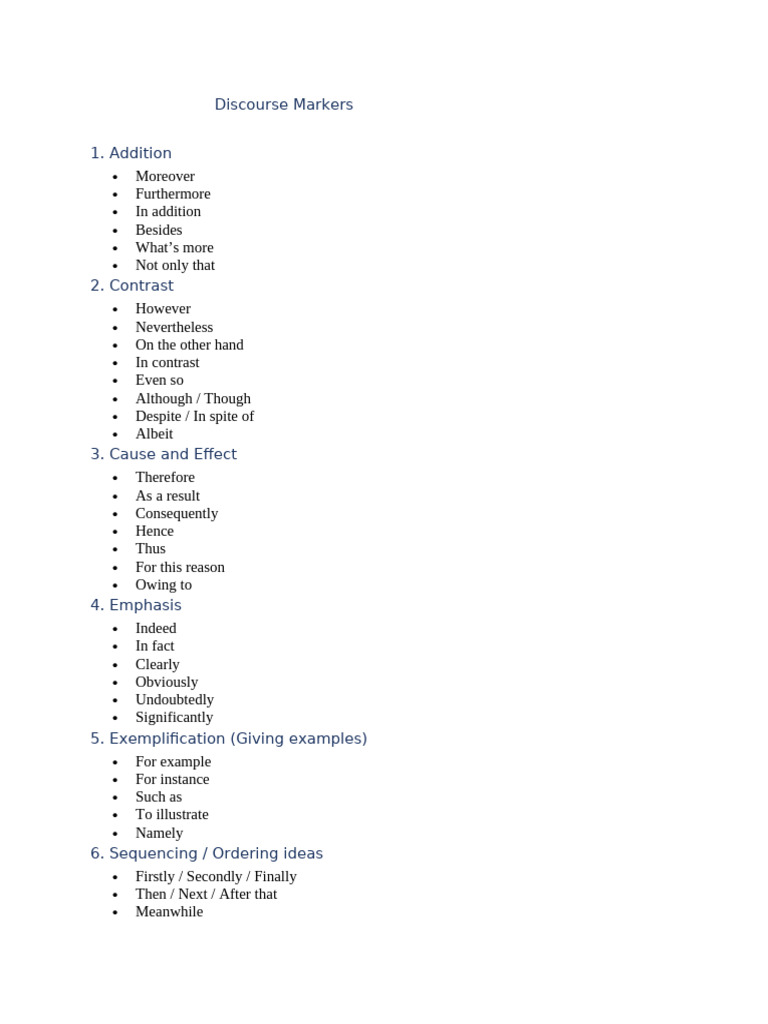 Discourse Markers | PDF