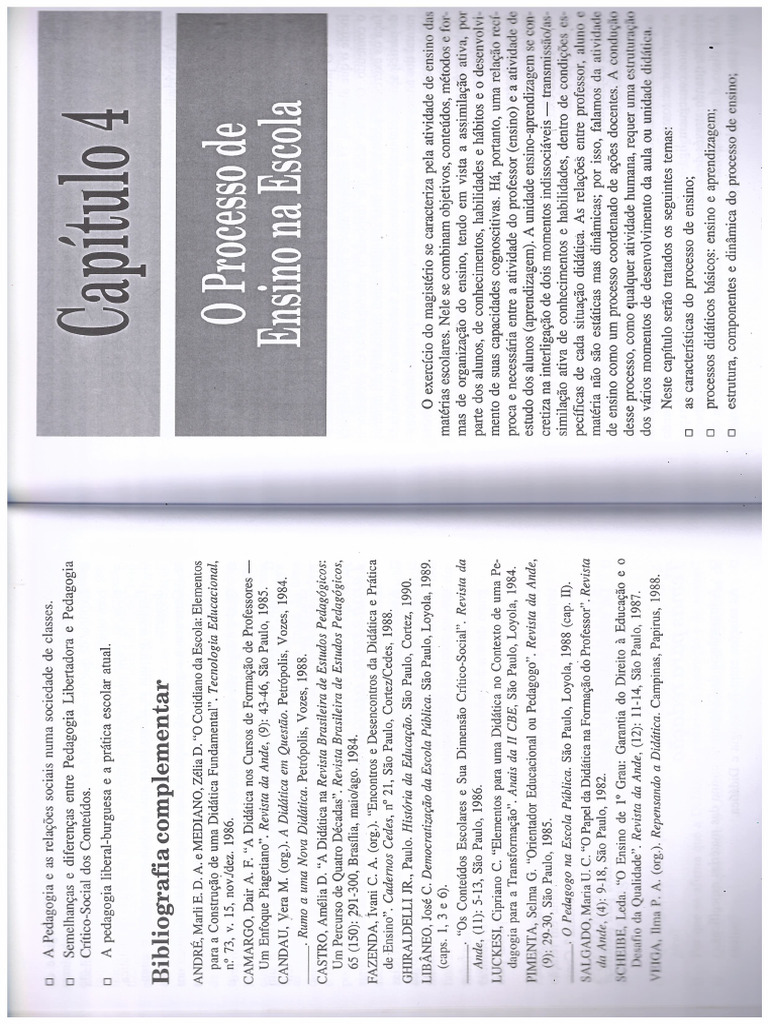 O Processo de Ensino Cap 4 Livro Didática Libâneo | PDF