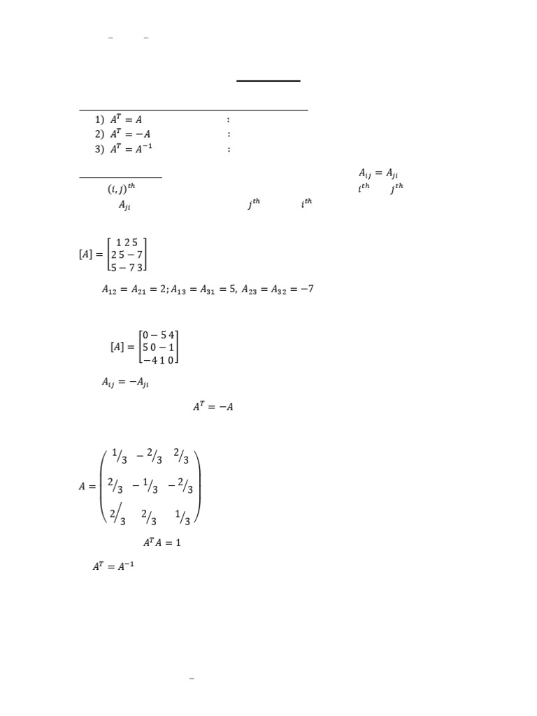 Symmetric, Skew, and Orthogonal Matrices | PDF | Eigenvalues And ...