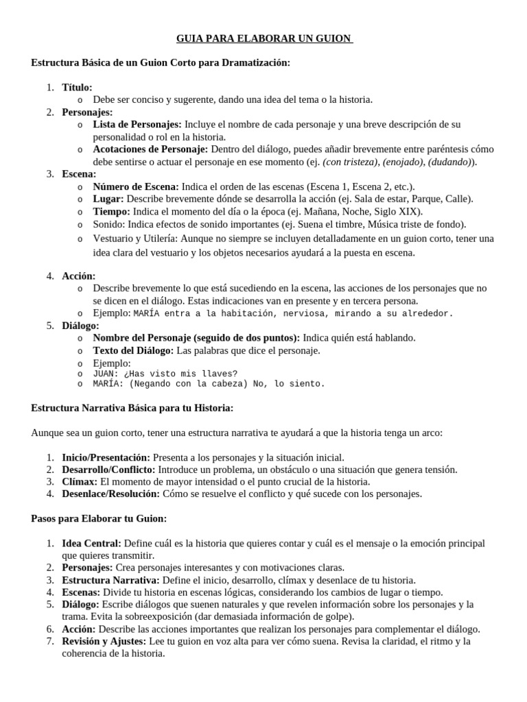 Guia para Elaborar Un Guion | PDF
