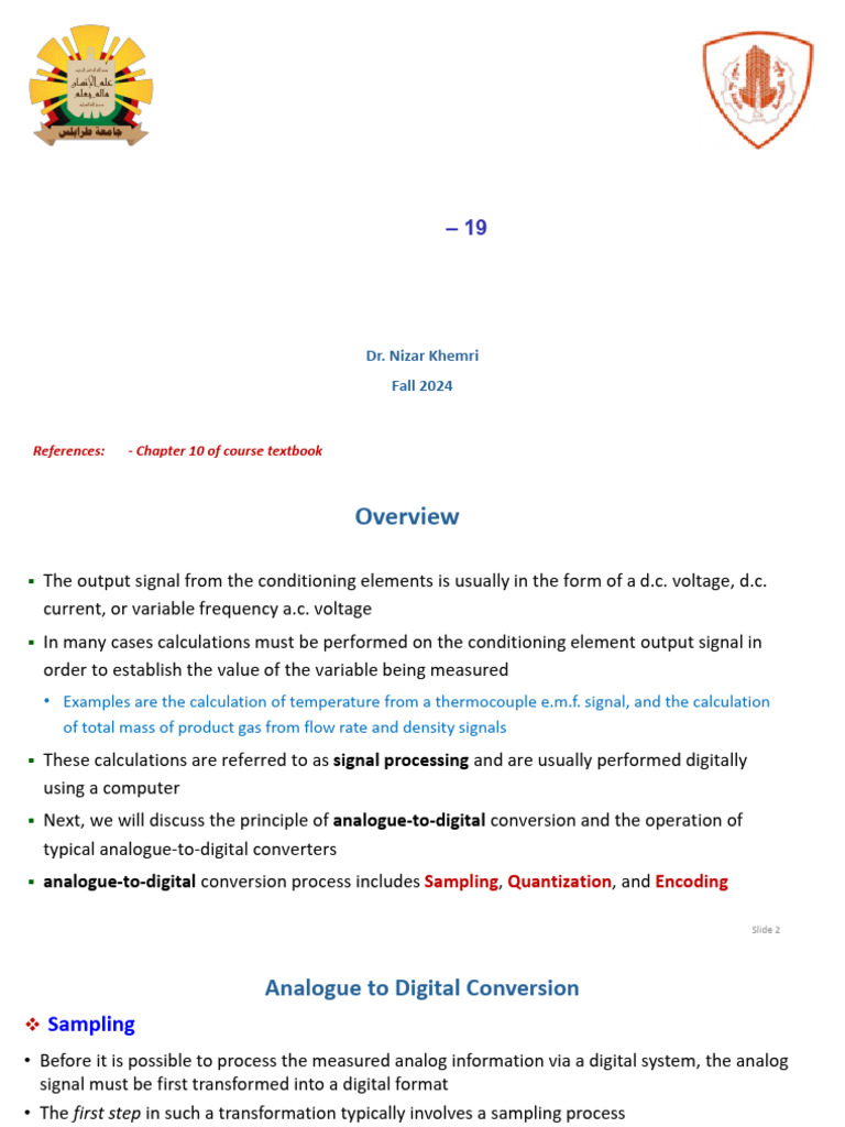EC441-Lecture 19 Signal Processing | PDF | Analog To Digital Converter | Sampling (Signal ...