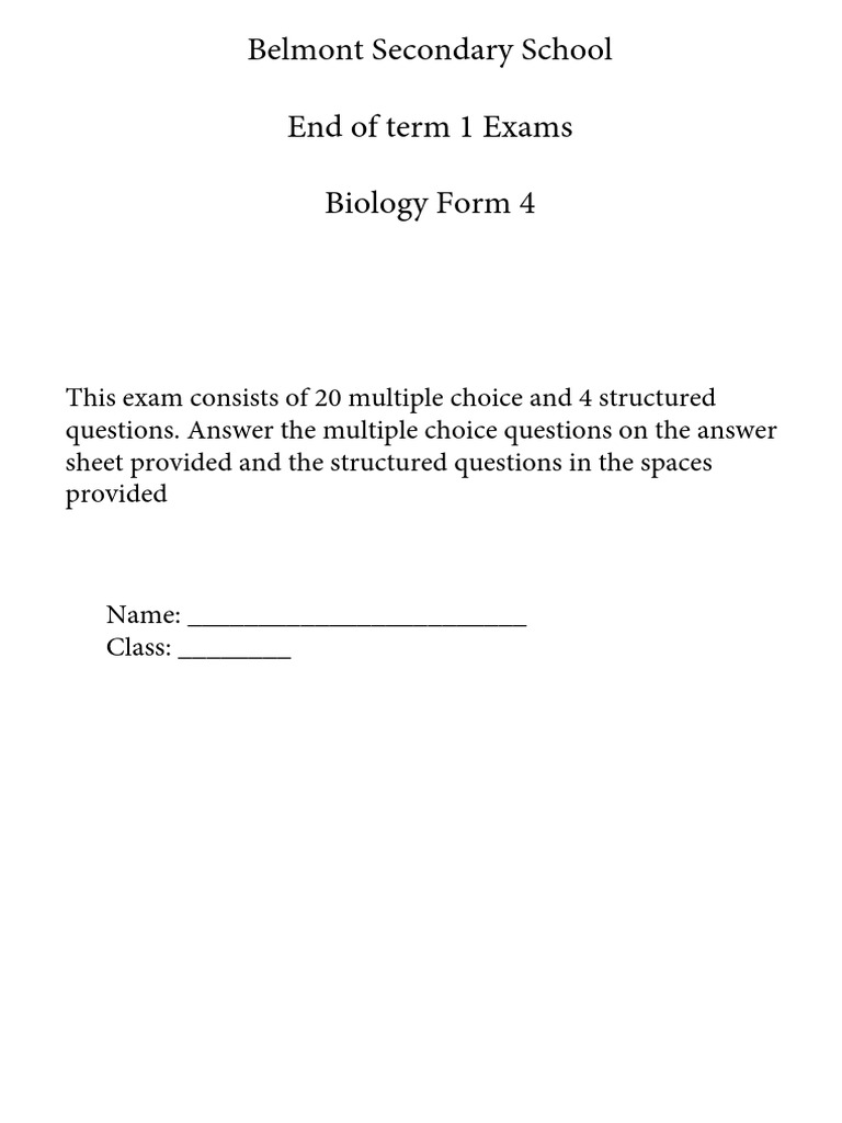 Biology Form 4 Exam Questions | PDF | Ecosystem | Cell (Biology)