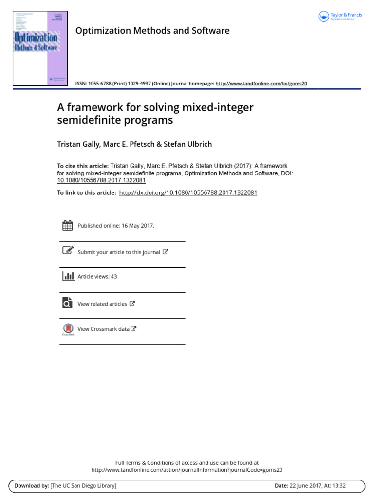 Tristan Gally, Marc Pfetsch Et Stefan Ulbrich - A Framework For Solving Mixed-Integer ...