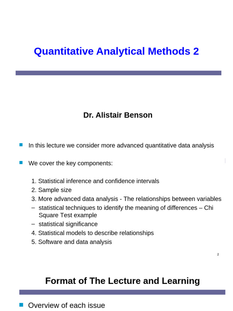 Alistair Benson Quantitative Analytical Methods 2 | PDF | Standard Error | Statistics