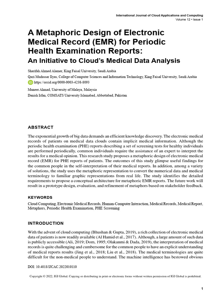 A Metaphoric Design of Electronic Medical Record (EMR) For Periodic ...