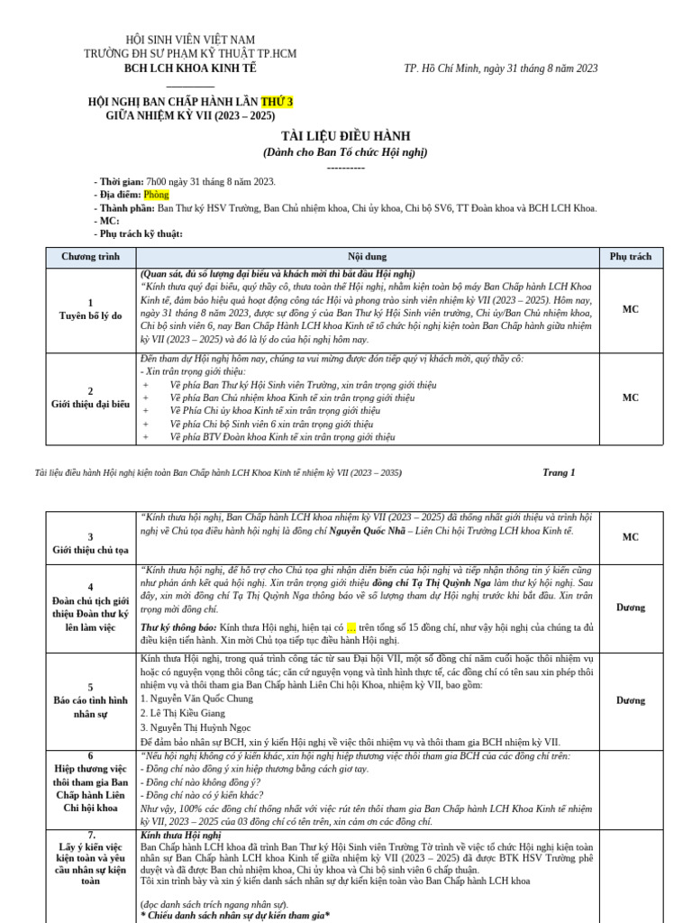 KỊCH BẢN HỘI NGHỊ KIỆN TOÀN LCH Repaired | PDF