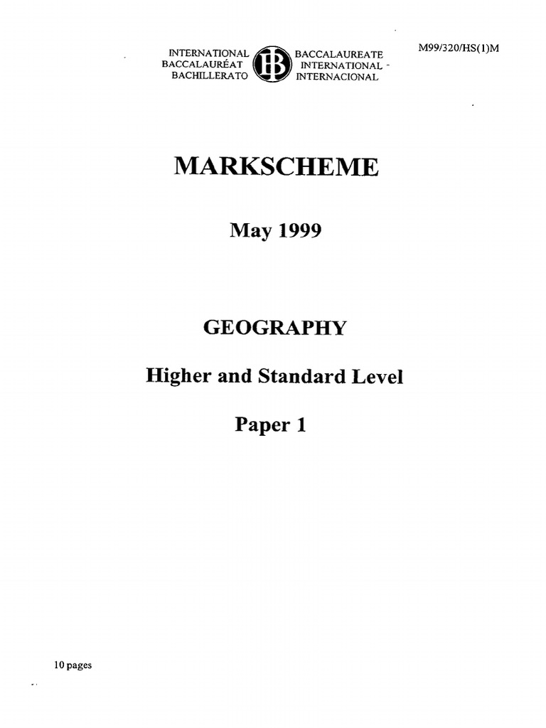 Geography Paper 1 HLSL Markscheme | PDF