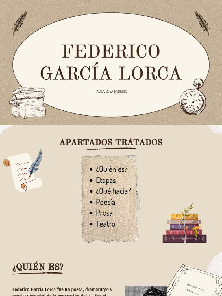 Presentación de Proyecto de Literatura Antiguo Marrón y Beige | PDF | Federico García Lorca ...