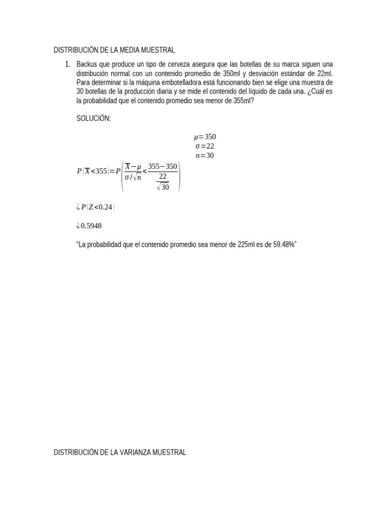DISTRIBUCIÓN DE LA MEDIA MUESTRAL Falta | PDF