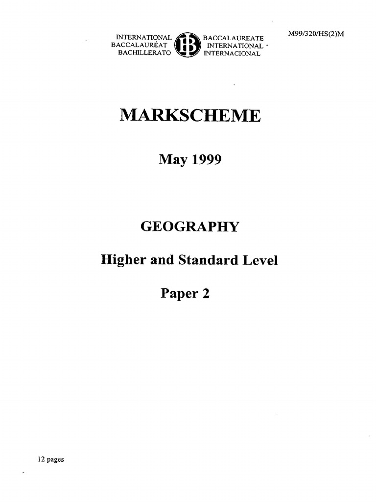 Geography Paper 2 HLSL Markscheme | PDF
