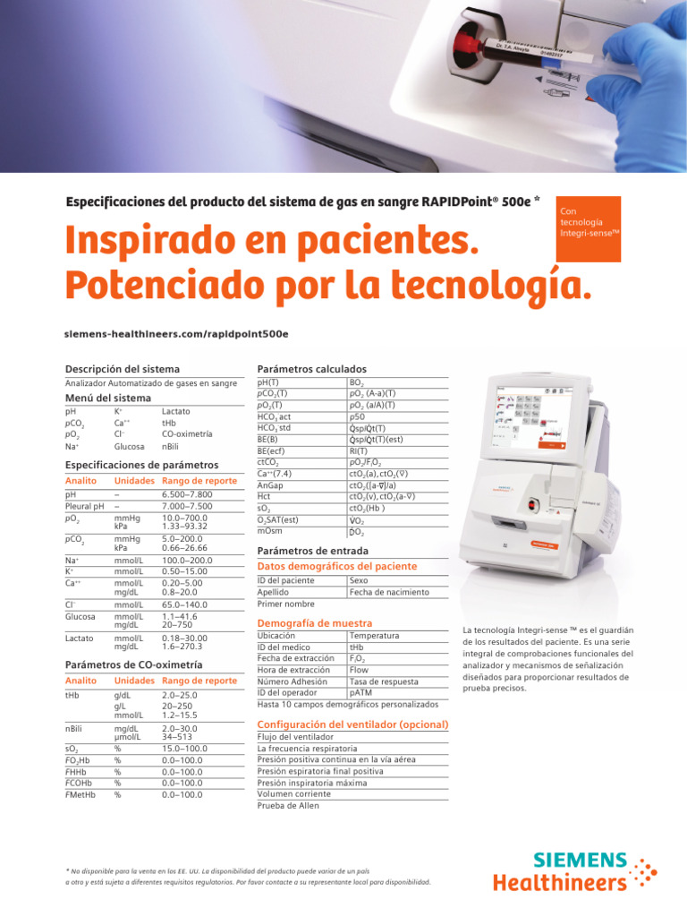 Especificaciones del RAPIDPoint® 500e | PDF | Metrología | Cantidades ...