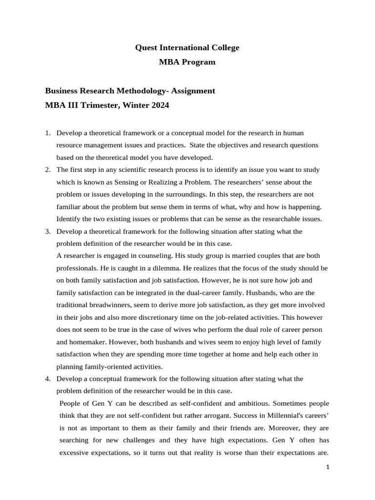 HR Research Frameworks for MBA Assignments | PDF | Millennials | Social ...