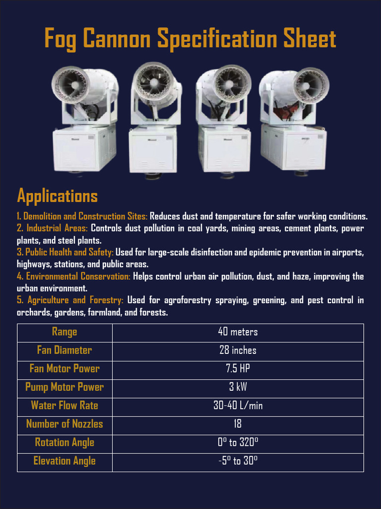 Fog Cannon Specifications and Applications | PDF