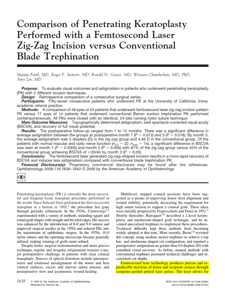 Comparison of Penetrating Keratoplasty | PDF | Cornea | Visual Acuity
