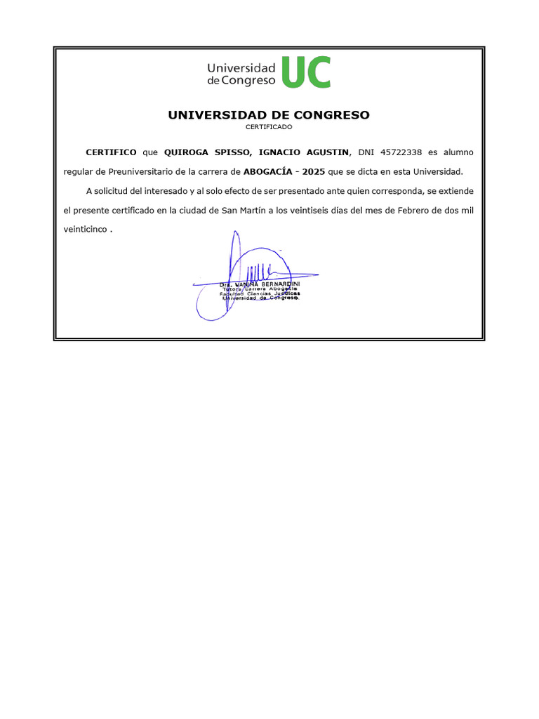 CERTIFICADO QUIROGA | PDF