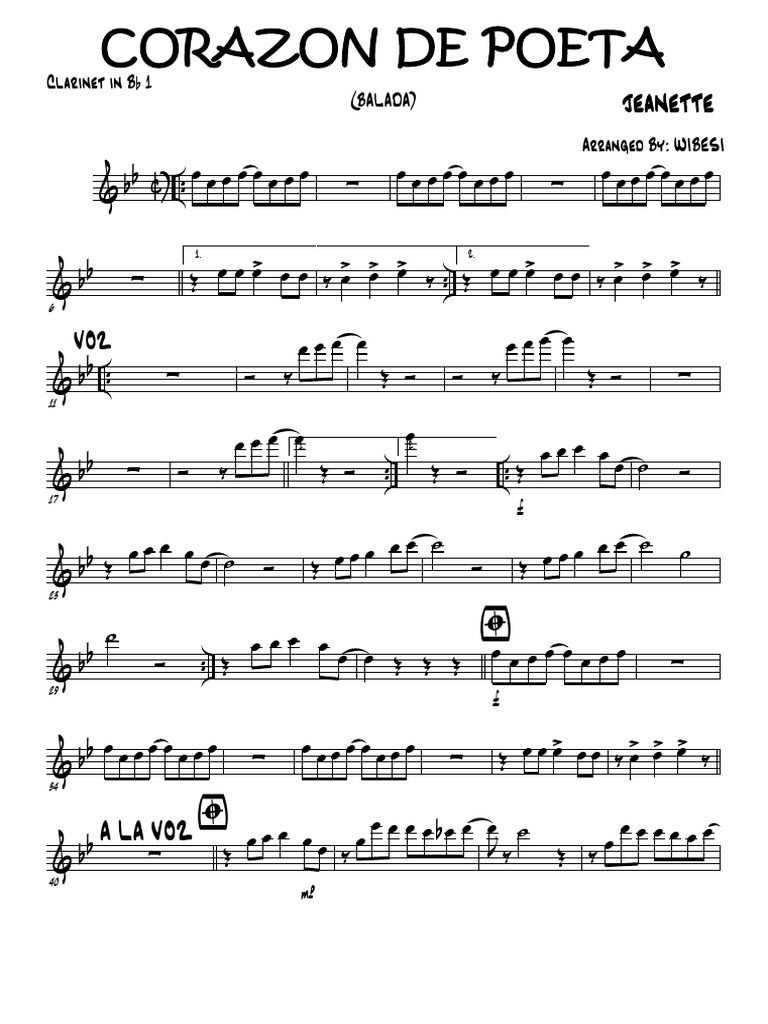 Corazon de Poeta 2009 - Clarinet in BB 1.mus | PDF