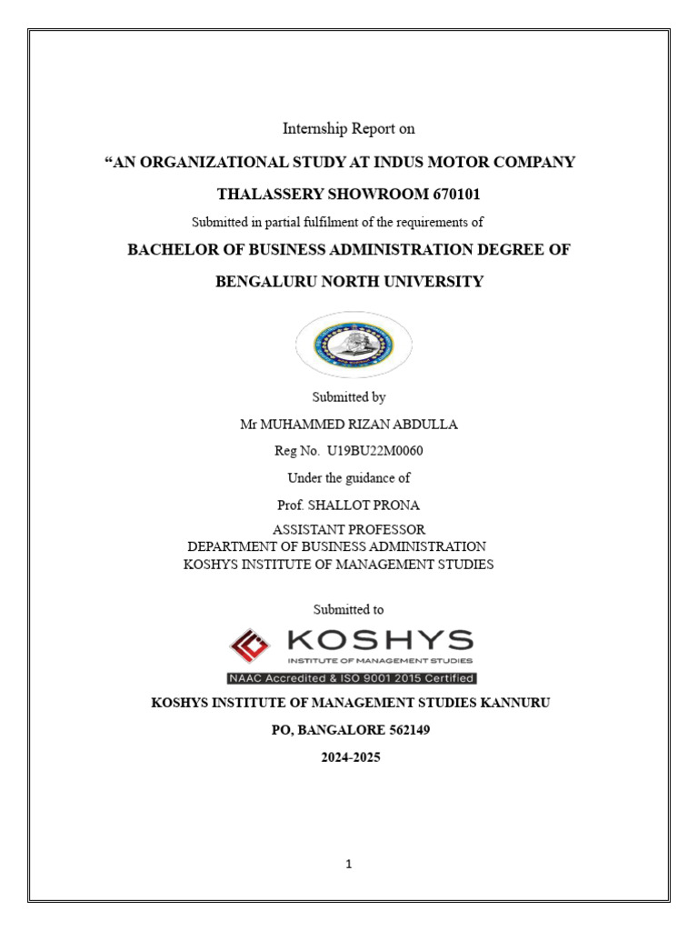 Indus Motor Company Internship Report | PDF | Supply Chain | Marketing