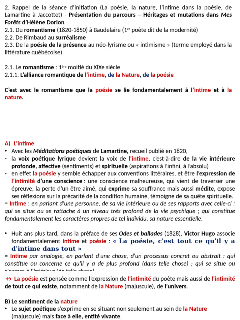 Séquence 4. 2. - - Rappel de la séance d'initiation - Héritages et mutations dans la poésie d ...