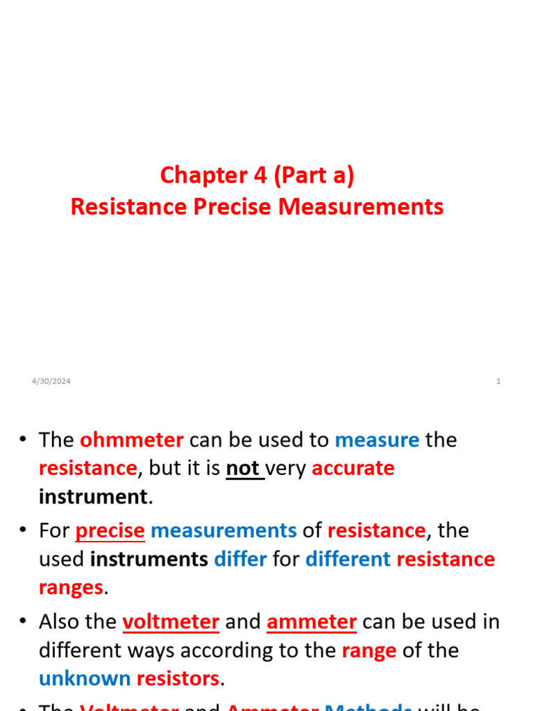 Precise Resistance Measurement Techniques | PDF | Resistor ...