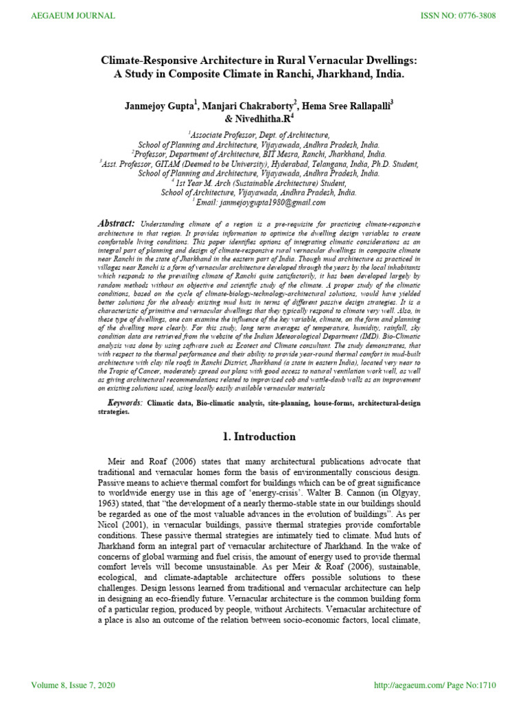 Climate-Responsive Design in Jharkhand Homes | PDF | Humidity ...