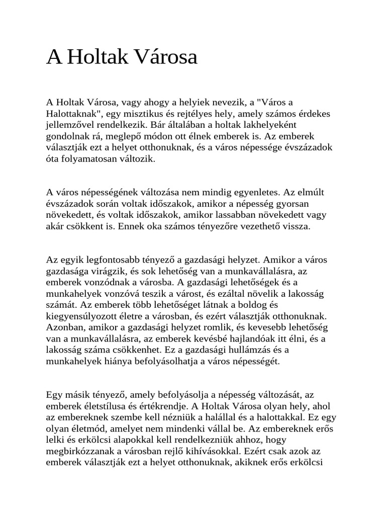 A Holtak Városa | PDF