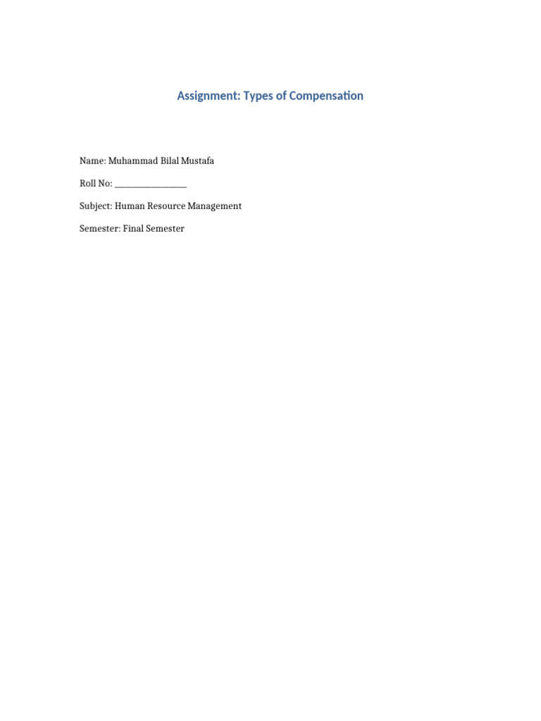 Types of Compensation Assignment | PDF