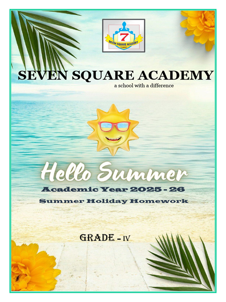 Summer Holiday Homework - Grade IV - Final | PDF | Homework