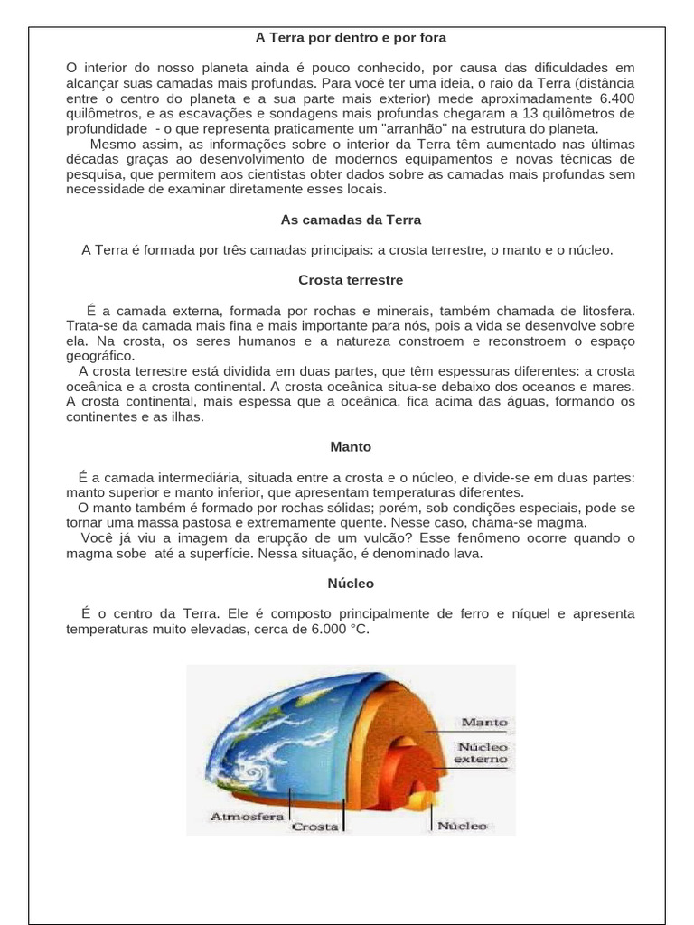 A Terra Por Dentro e Por Fora | PDF | Terra | Crosta (Geologia)