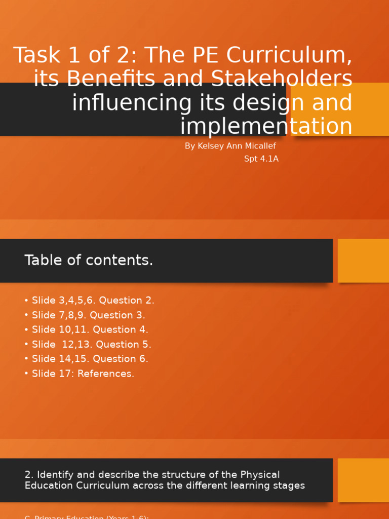 Kelsey Presentation Task 1 Pe | PDF | Physical Education | Mental Health