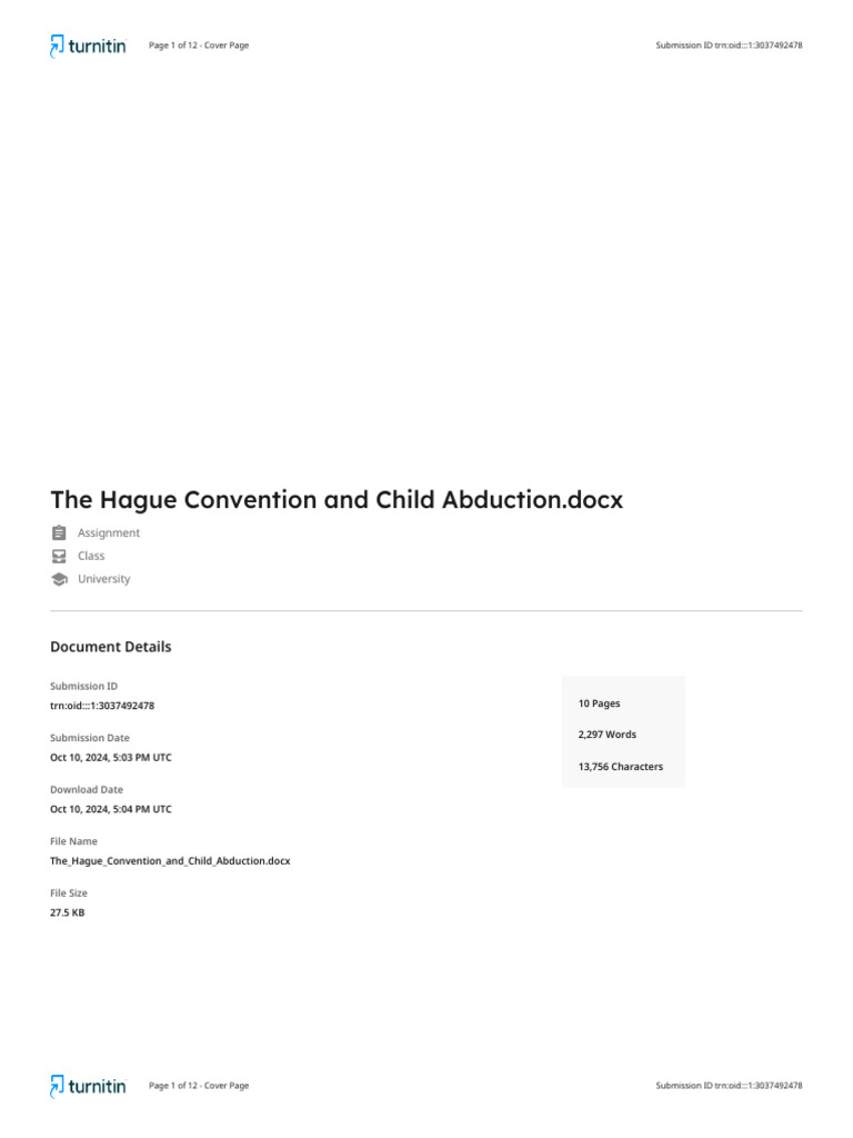 AI-The Hague Convention and Child Abduction. | PDF | Well Being | Psychological Trauma