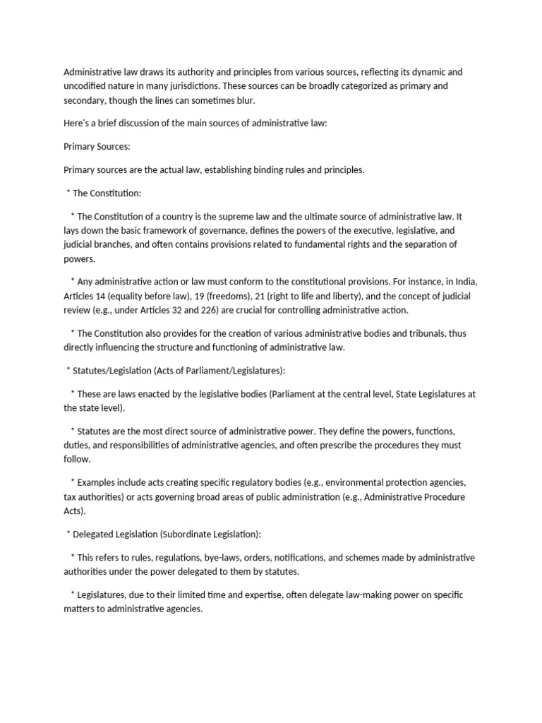 Sources of Administrative Law Explained | PDF | Administrative Law ...