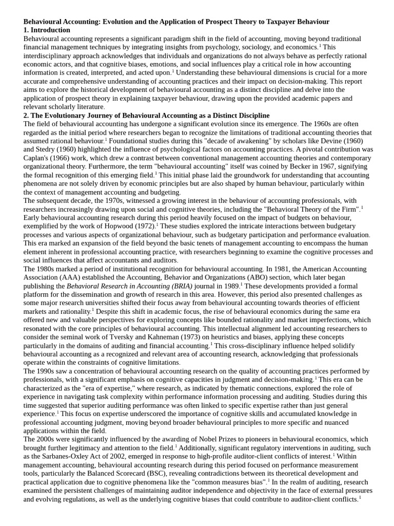 Assignment For Behavioral Accounting | PDF | Behavioral Economics ...