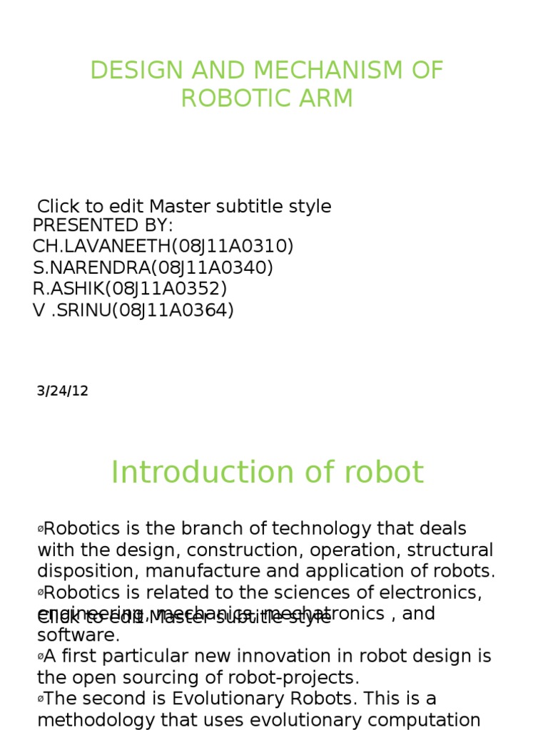 Design and Mechanism of Robotic Arm | PDF | Robotics | Robot