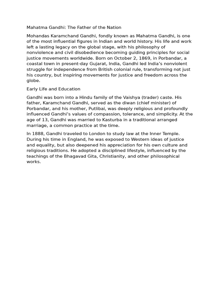 Mahatma Gandhi: Legacy of Nonviolence | PDF