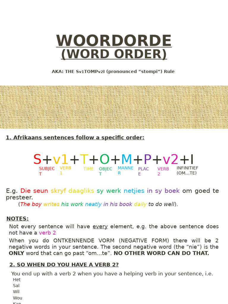 Woordorde (STOMPI Rule) | PDF