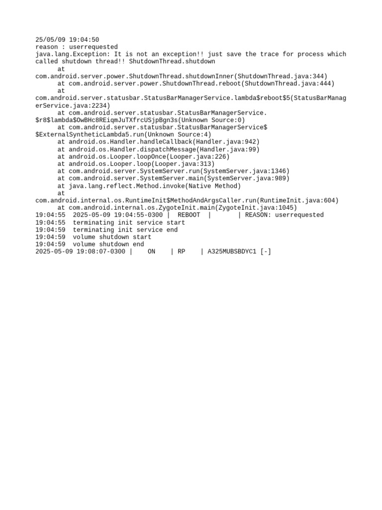 Power Off Reset Reason | PDF
