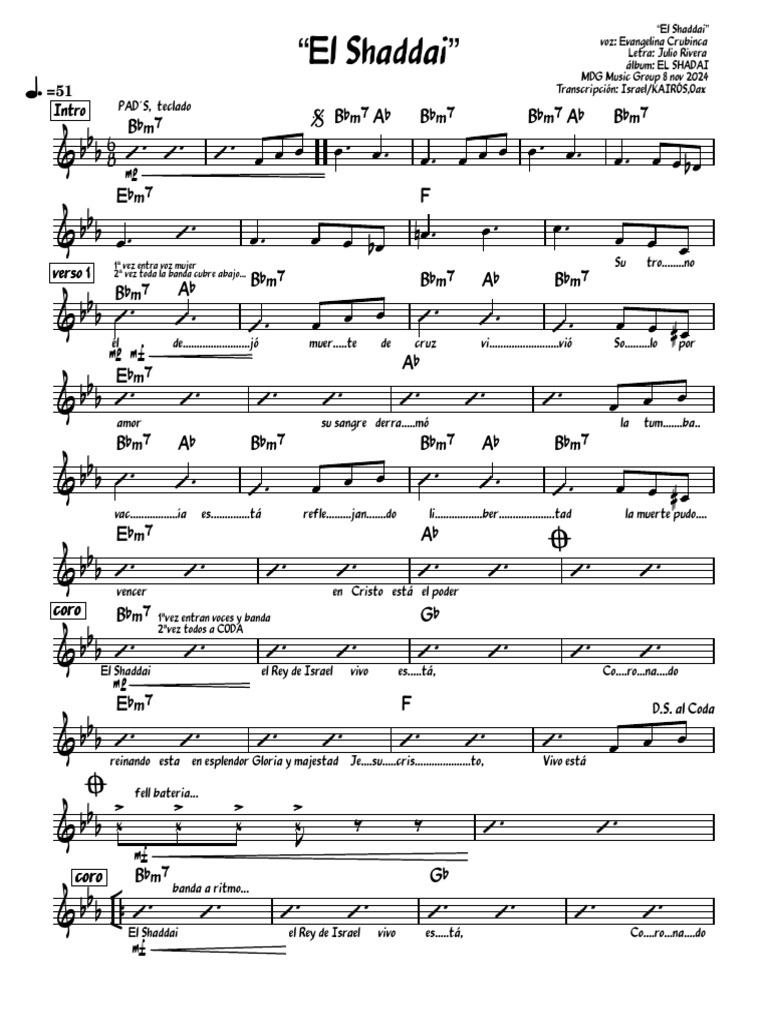 "El Shaddai"-Evangelina (Eb) | PDF