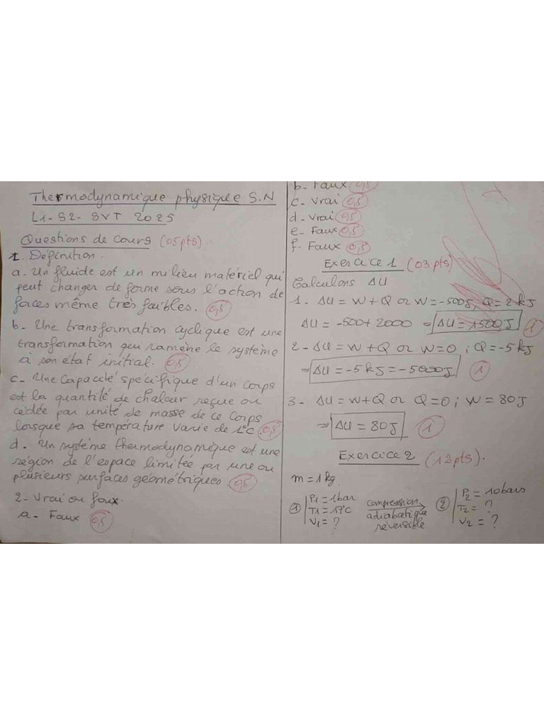 Correction Thermo SN 2025 SVT | PDF