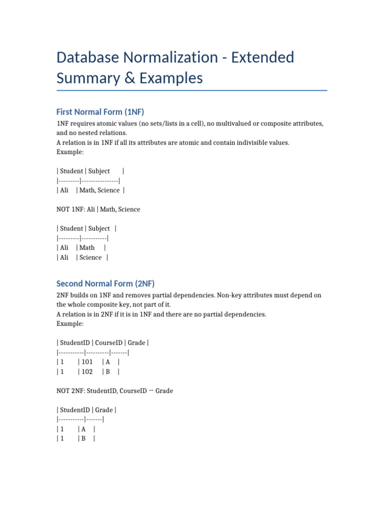 Extended Normalization Summary | PDF | Computer Data | Information Technology Management