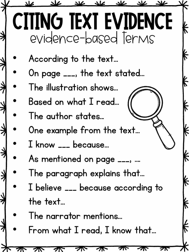 Citing Text Evidence Worksheets | PDF