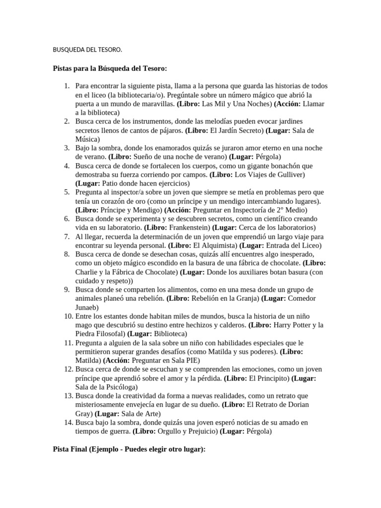 Busqueda Del Tesoro | PDF