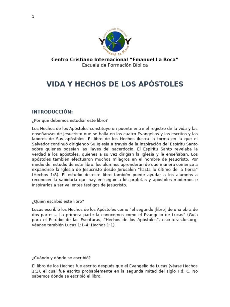 Vida y Hecho de Los Apostoles | PDF | Hechos de los apóstoles | Pablo el apóstol