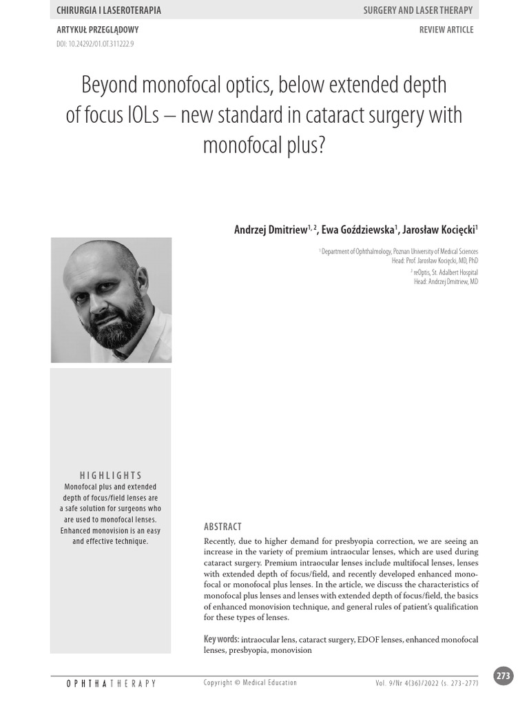 Beyond Monofocal Optics Below Exten | PDF | Optics | Visual System