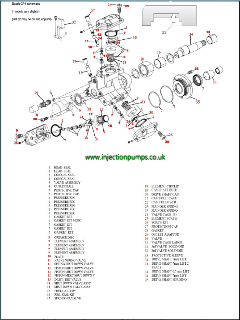 Bosch CP1 Injection Pump Parts Drawing | PDF