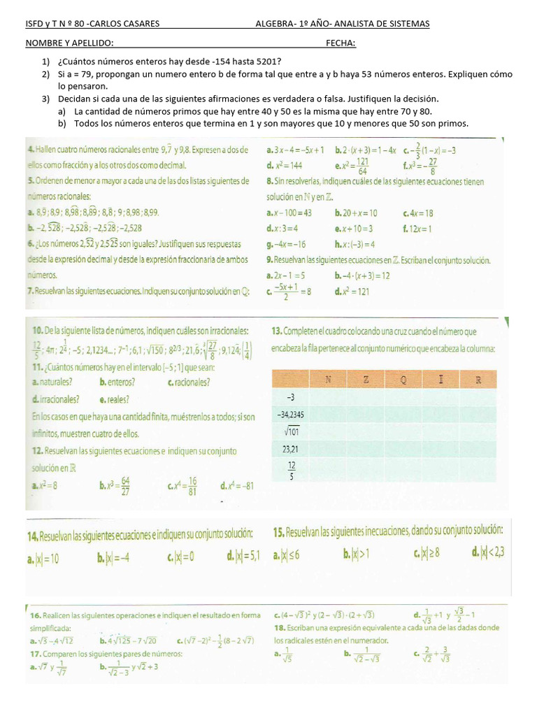 Ejercicios de Algebra | PDF