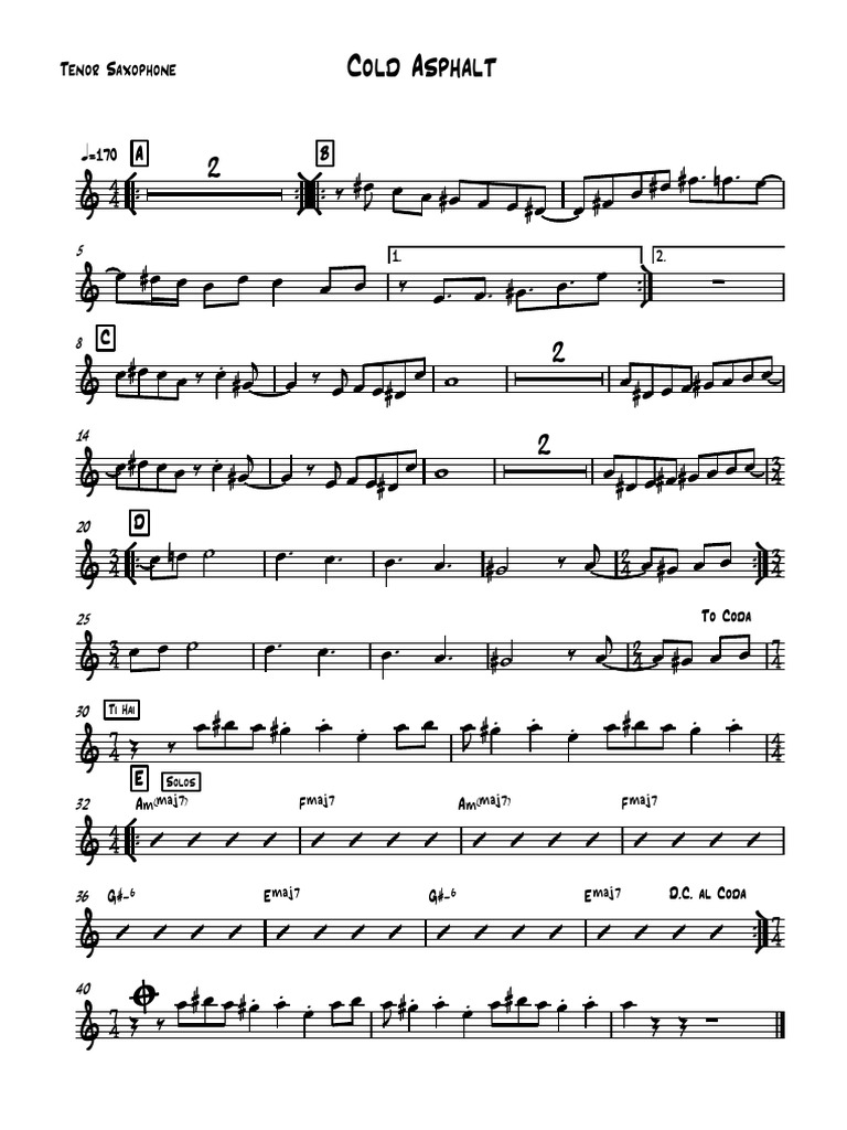 Cold Asphalt - Tenor Saxophone | PDF