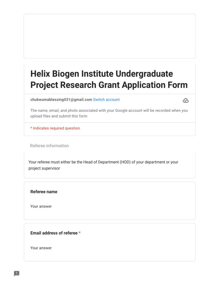 Helix Biogen Institute Undergraduate Project Research Grant Application ...