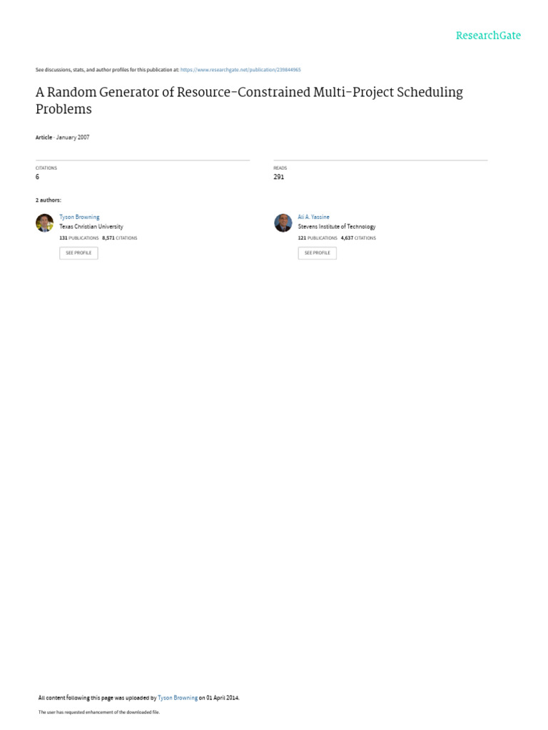 A Random Generator of Resource-Constrained Multi-P | PDF | Complexity | Matrix (Mathematics)