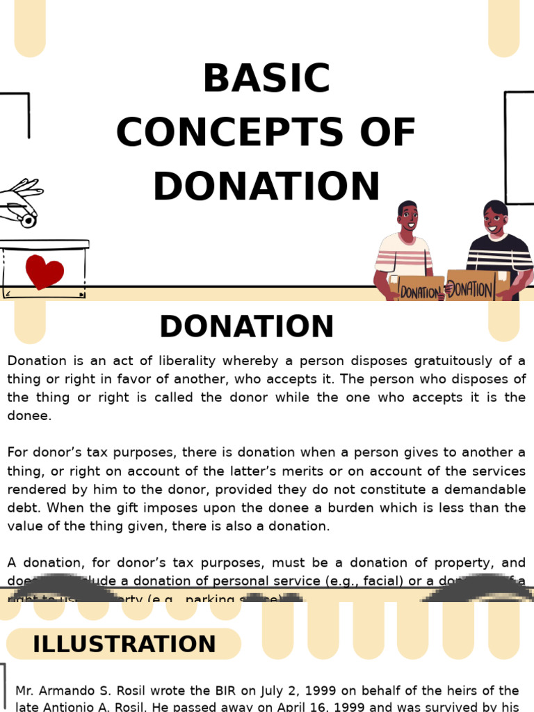 Basic Concepts of Donation | PDF | Taxes | Inheritance Tax