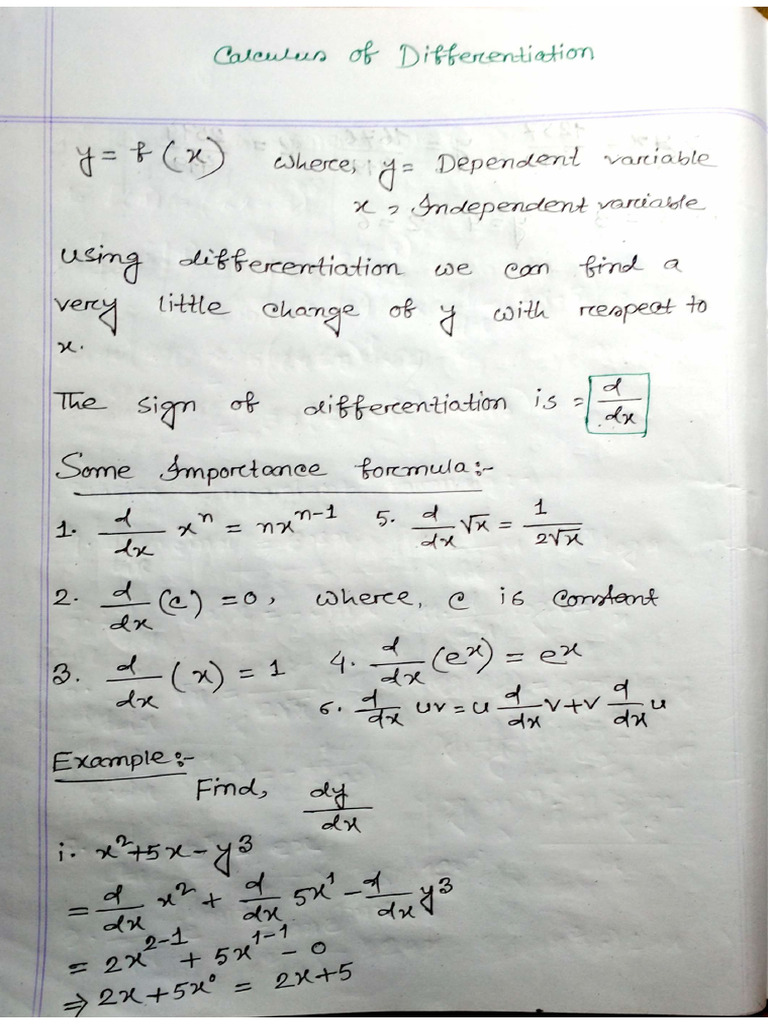 Differentiation of Calculus | PDF